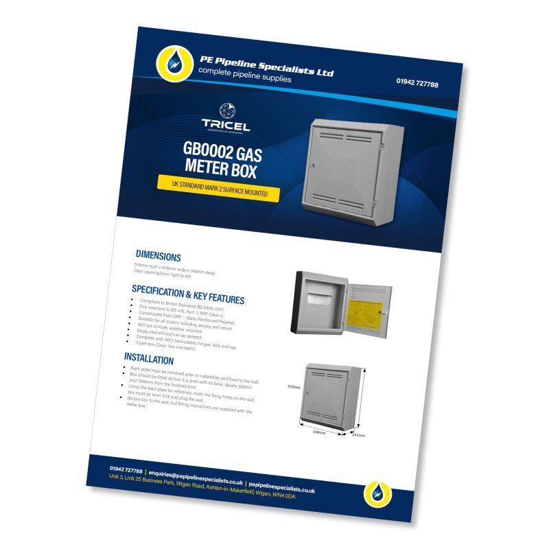 GB0001 Gas Meter Box - PE Pipelines